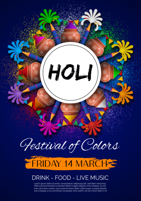 holi festival of colors party flyer Template | PosterMyWall