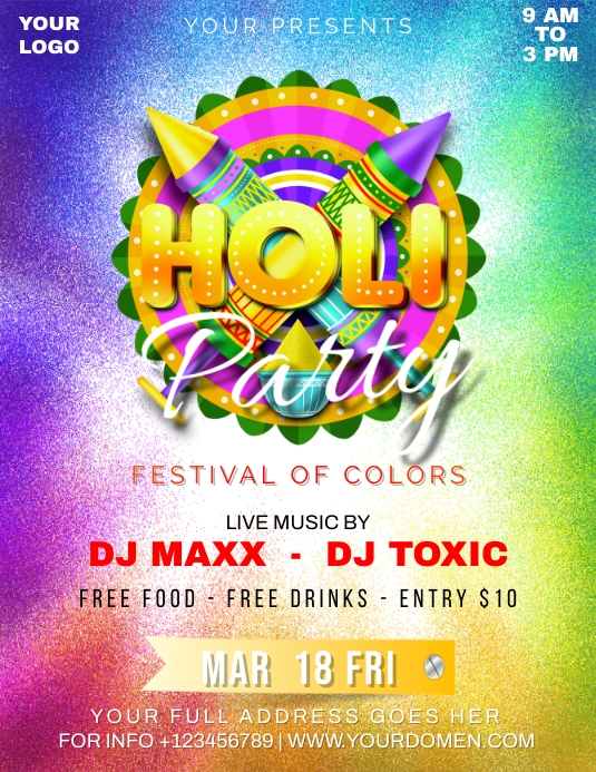 Holi party Template | PosterMyWall