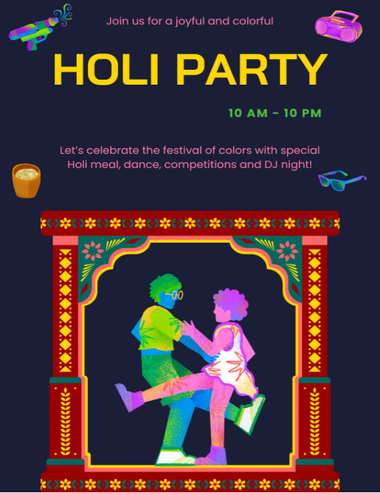 holi party flyers Template | PosterMyWall