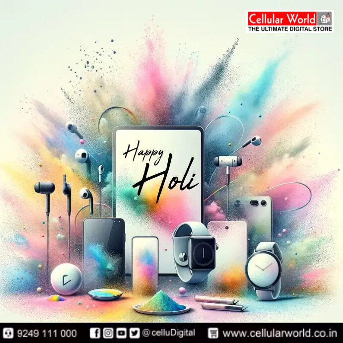 Holi wishes from digital gadgets shop Templat | PosterMyWall