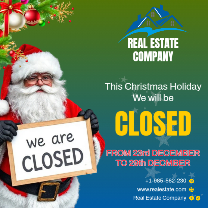 Holiday Business Closure Ad Template | PosterMyWall