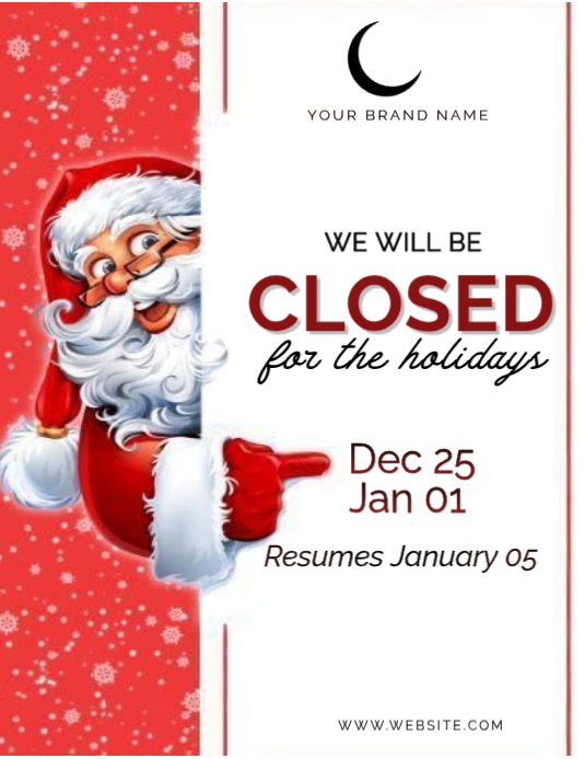 Holiday Business Closure Flyer Template | Christmas Break Announcement ...