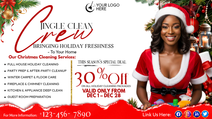 Holiday Clean Crew Christmas Promo Template | PosterMyWall