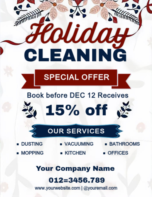 Holiday Cleaning Services Flyer with Special Offer Template | PosterMyWall