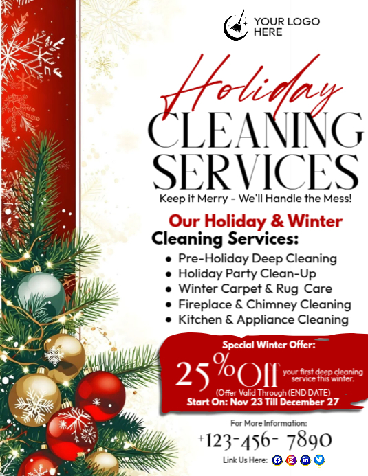 Holiday Cleaning Services Winter Promo Template | PosterMyWall