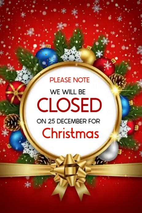 Holiday Closing Announcement Template | PosterMyWall