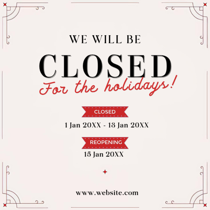 Holiday Closure Notice Template | Business Reopening Announcement ...