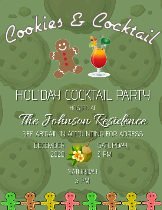 HOLIDAY COCKTAIL PARTY Template | PosterMyWall