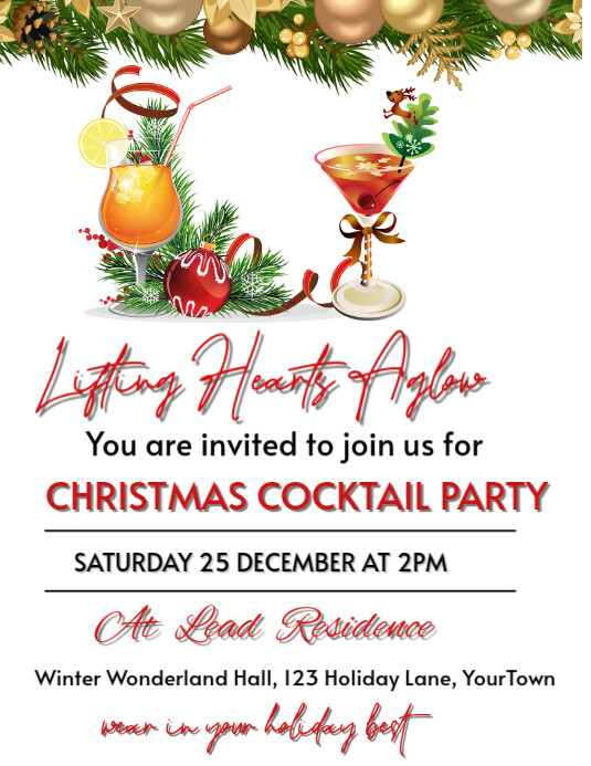Holiday Cocktail Party Invitation Flyer Template | PosterMyWall
