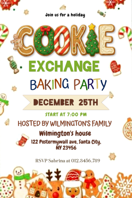 Holiday Cookie Exchange & Baking Party Invitation – Editable Christmas ...
