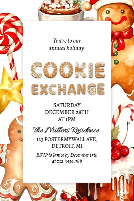 Holiday Cookie Exchange Invitation Template | PosterMyWall