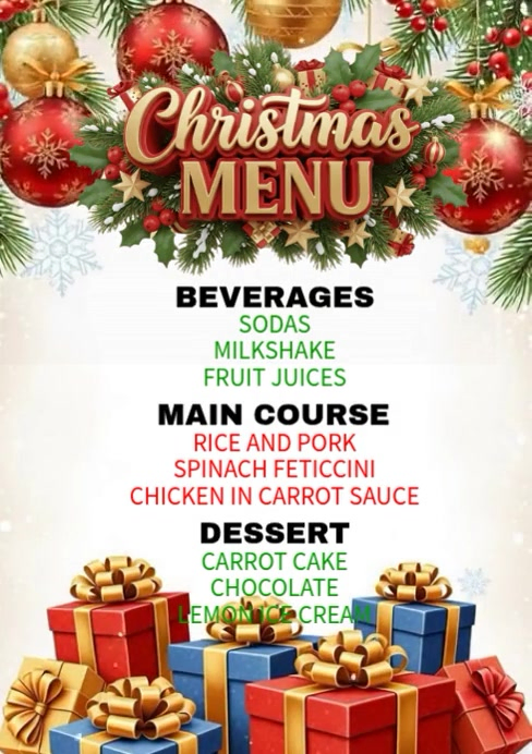 Holiday Feast Menu Board Template | PosterMyWall