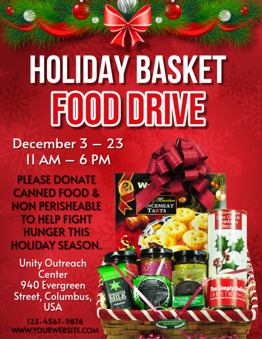 Holiday Food Drive Flyer Template | PosterMyWall