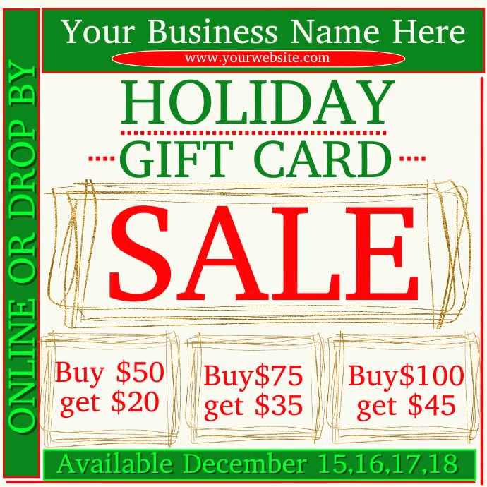 Holiday Gift Card Sale Instagram Template | PosterMyWall