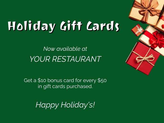 Holiday Gift Cards Template | PosterMyWall