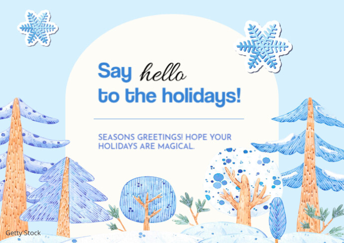 Copy of Holiday Greetings Blue Pastel Postcard | PosterMyWall