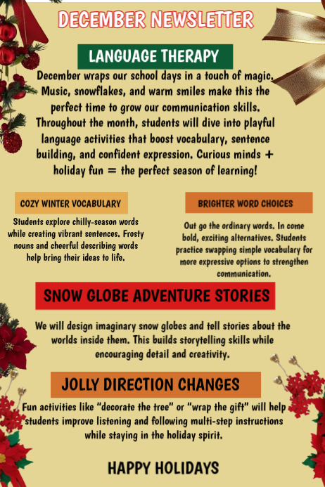 Holiday Language & Literacy Newsletter Poster Template | PosterMyWall