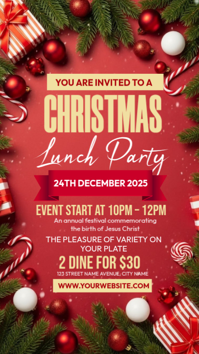 Holiday Lunch Party Invitation Template | PosterMyWall