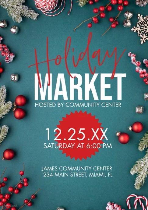 Holiday Market Christmas Border Event Flyer Template | PosterMyWall
