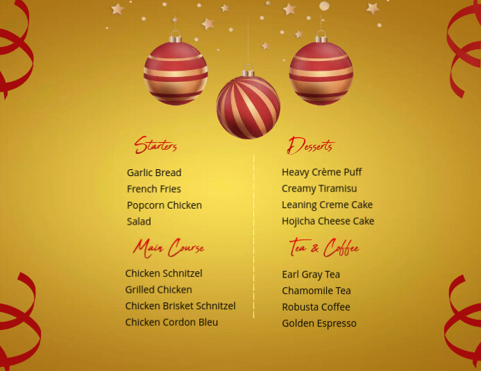 Holiday Menu Template | PosterMyWall