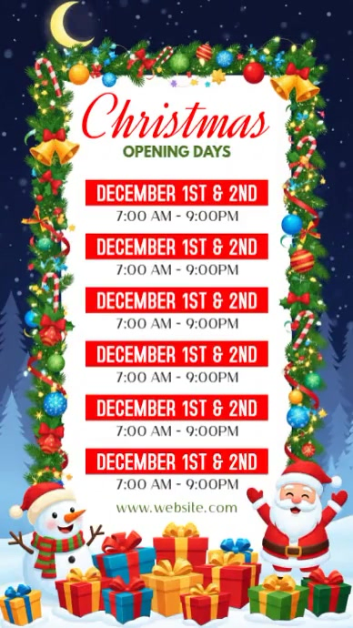 holiday opening days Template | PosterMyWall