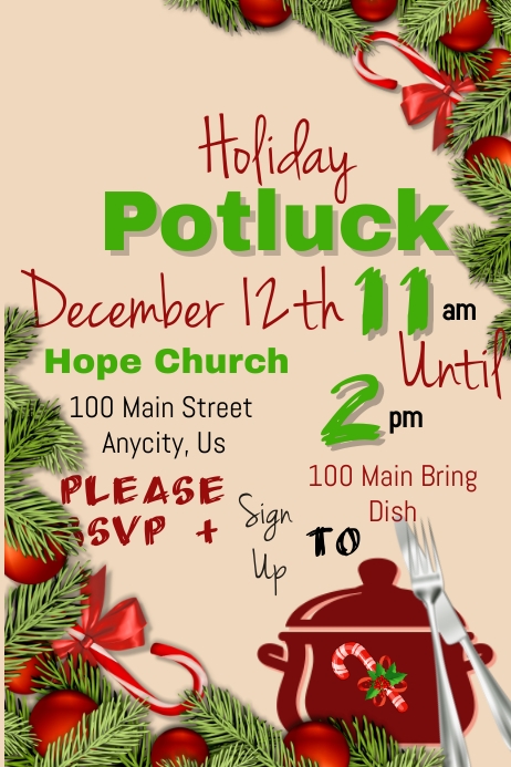 Holiday Potluck Template | PosterMyWall
