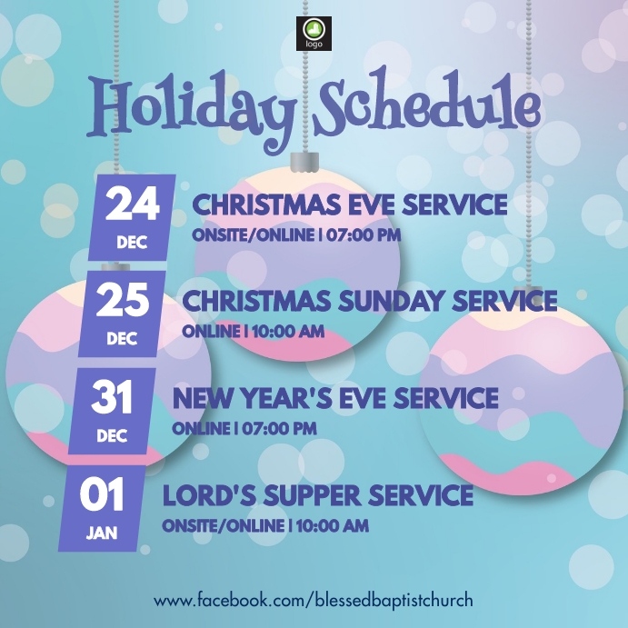 Copy of Holiday Schedule | PosterMyWall