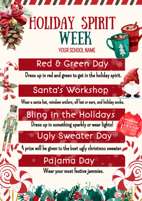 Holiday Spirit Week Templat | PosterMyWall