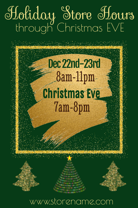 Holiday Store Hours Poster Template | PosterMyWall