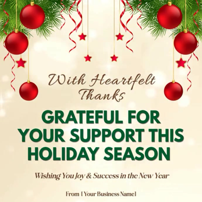 Holiday Thank You Flyer | Grateful for Your Support This Season | Easy ...