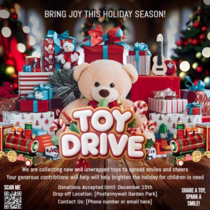 Plantilla de Holiday Toy Drive Flyer | Christmas Donation Poster ...