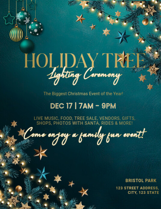 Copy of Holiday Tree Lighting Ceremony Flyer (us Letter) | PosterMyWall