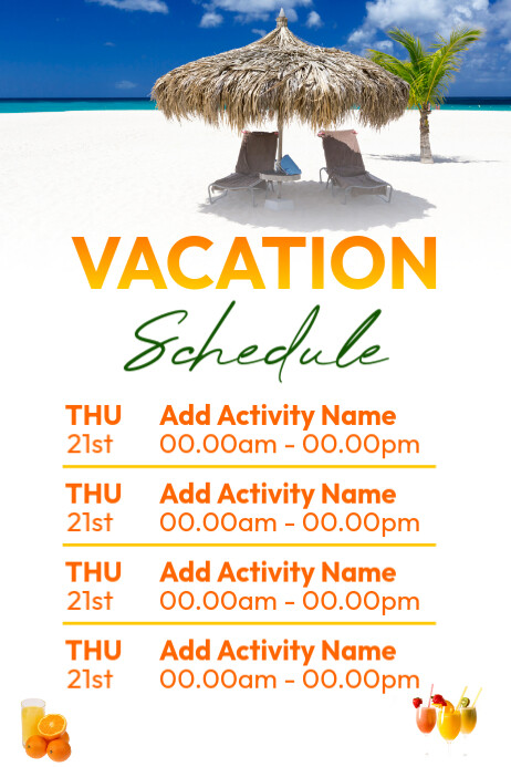 Holiday Vacation activities schedule template | PosterMyWall