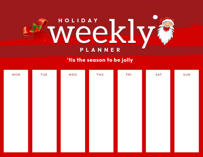 Holiday Weekly Planner Template | PosterMyWall