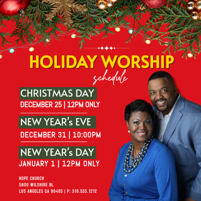 Plantilla de Holiday Worship - Christmas Church Schedule | PosterMyWall