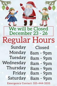 Business Hours Sign Template | PosterMyWall