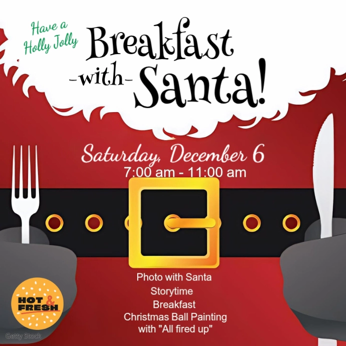 Holly Jolly Breakfast with Santa Event Flyer Template | PosterMyWall