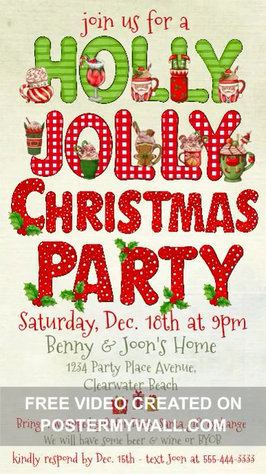 Holly Jolly Christmas House Party Template | PosterMyWall