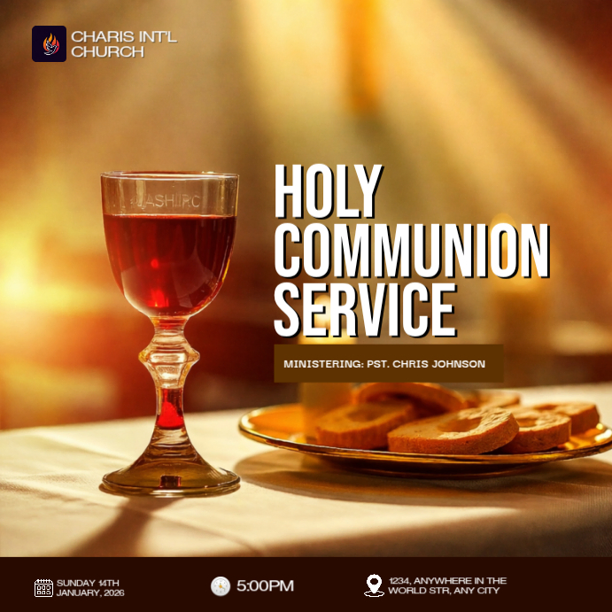 Holy Communion Service Church Flyer Template - Customizable Spiritual ...