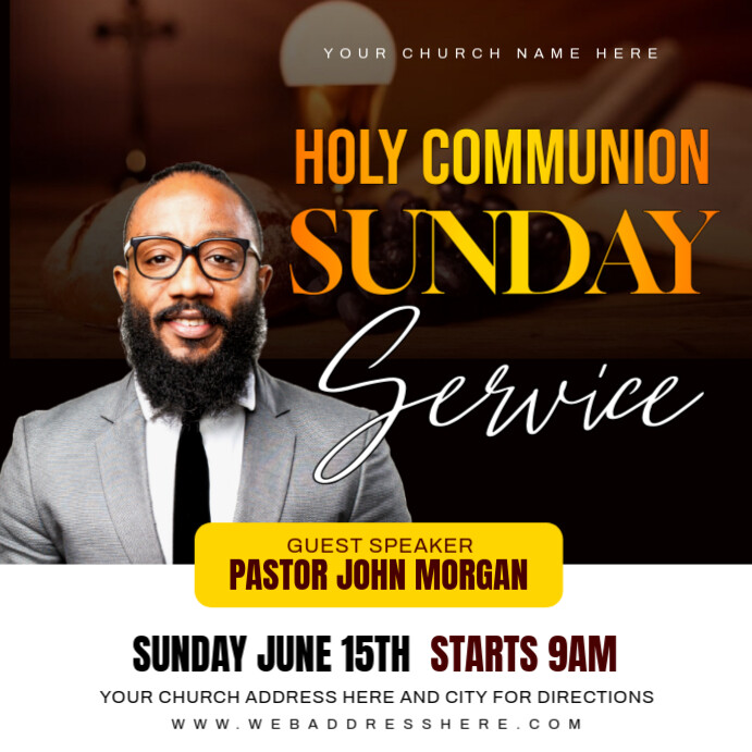 Holy communion Sunday service Template | PosterMyWall