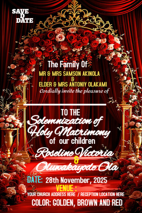 Holy matrimony wedding invitation poster design Template | PosterMyWall