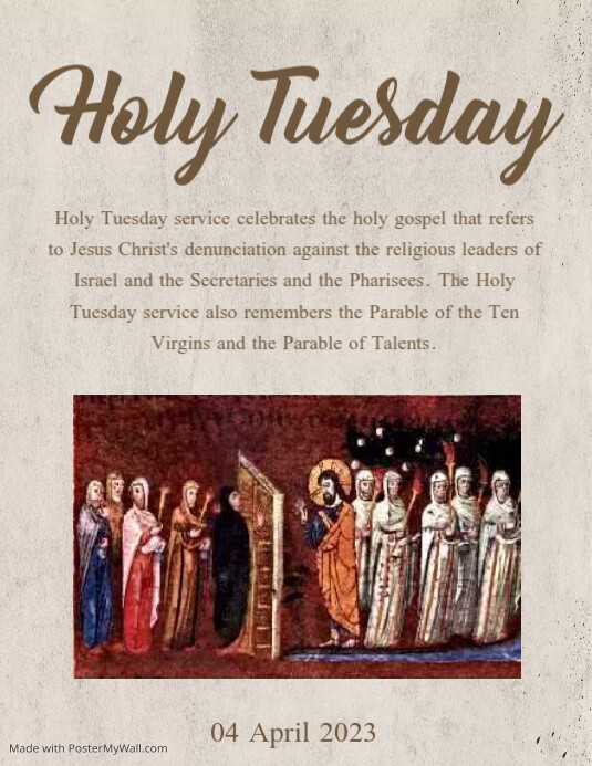 Copy of Holy Tuesday Flyer template. | PosterMyWall