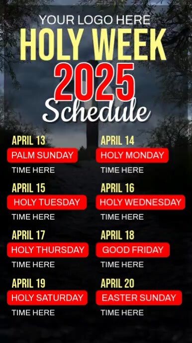 Holy Week 2025 Schedule Modelo | PosterMyWall