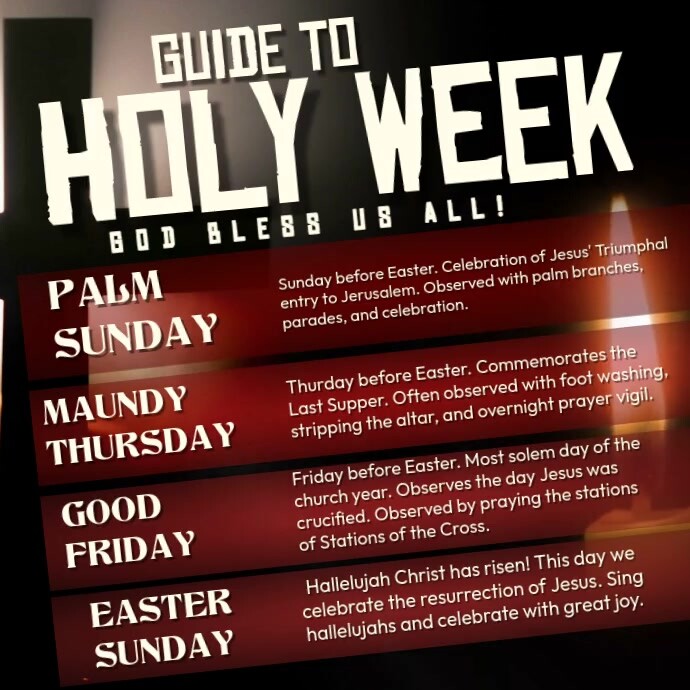 Holy Week Black Schedule Template | PosterMyWall