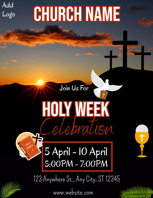 Holy week celebration, church service prayer Template | PosterMyWall