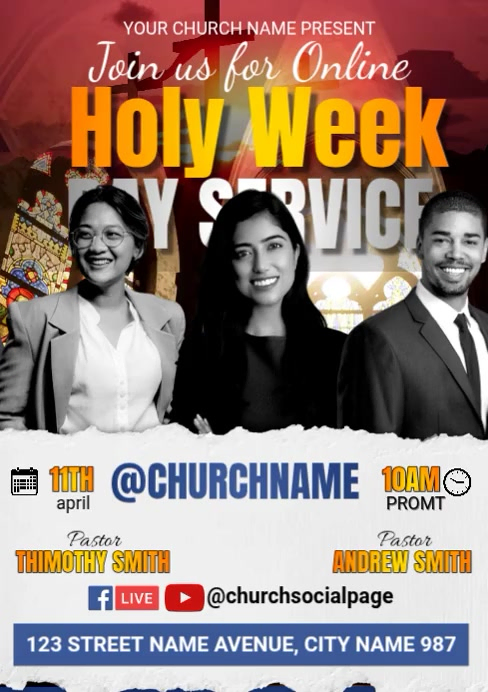 Holy Week Church Service Flyer Template | PosterMyWall