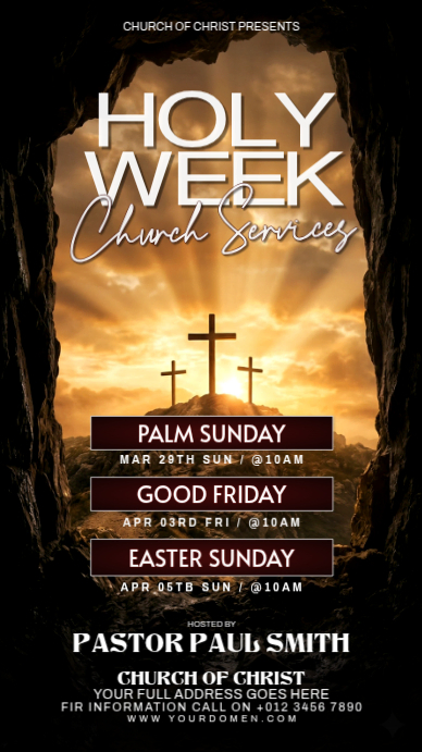 holy week church services Template | PosterMyWall