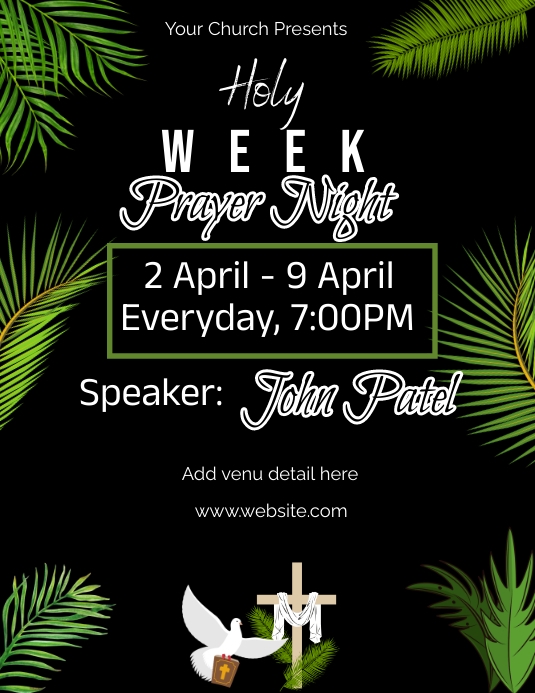 Holy week prayer schedule, prayer night Template | PosterMyWall