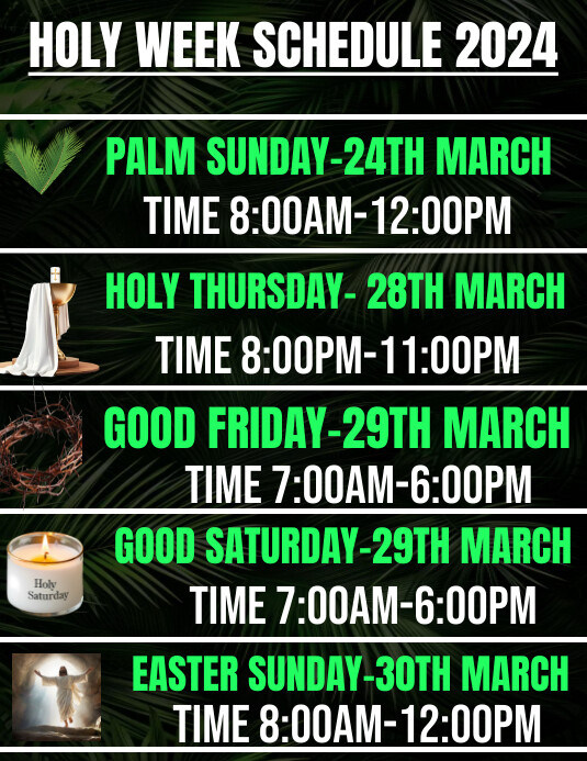 Modèle Holy Week schedule 2024 design template | PosterMyWall