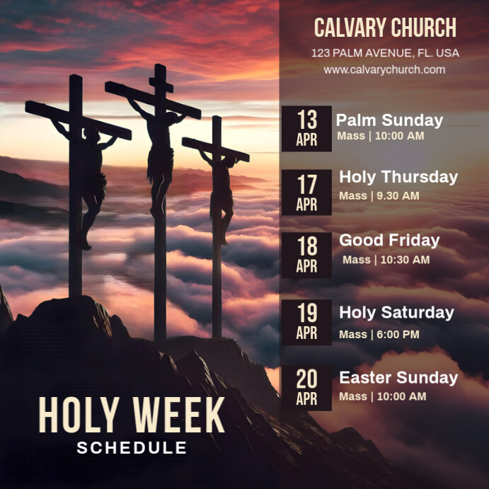 Copy of Holy Week Schedule Flyer Template | PosterMyWall